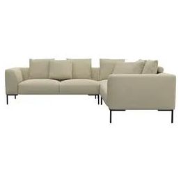 Ecksofa FLEXLUX "Sava, gleichschenklig, bequem mit hohem Sitzkomfort" Sofas Gr. B/H/T: 285cm x 94cm x 285cm, Chenille, Schenkel rechts, 3 Sitzer-Ecke -3 Sitzer, beige (sandy beige) Taschenferderkern-Sitz mit Kaltschaum, lose Rücken- & Dekokissen