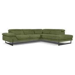 Ecksofa Egoitaliano "Queenie, extravagantes Sofa mit erstklassigem Sitzkomfort" Sofas Gr. B/H/T: 284cm x 95cm x 108cm, Luxus-Microfaser BLUSH, Ottomane rechts, grün (kiwi) mit verstellbarer Armlehne und Kopfteilen für Wohlfühlkomfort