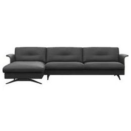 Ecksofa FLEXLUX "Glow, super bequem durch hochwertigem Sitzaufbau mit Federkern, L-Form" Sofas Gr. B/H/T: 305cm x 81cm x 158cm, Echtleder, Chaiselongue links, schwarz (deep black) Modernes skandinavisches Design