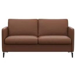 2-Sitzer FLEXLUX "Fiore, super Sitzkomfort durch Kaltschaum im Sitz" Sofas Gr. B/H/T: 149cm x 85cm x 92cm, Echtleder, braun (old chesnut) schmale Armlehnen, Füße Alu+schwarz