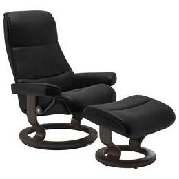 Relaxsessel stressless "View" Sessel Gr. Leder BATICK, Cross Base Wenge, Relaxfunktion-Drehfunktion-PlusTMSystem-Gleitsystem, B/H/T: 82cm x 108cm x 81cm, schwarz (black batick) mit Classic Base, Größe M,Gestell Wenge