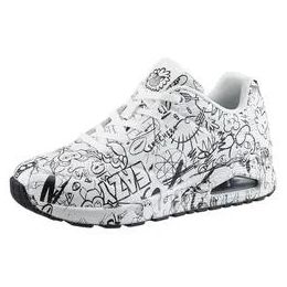 Sneaker Skechers "UNO-PROCESS SKETCH" Gr. 35, schwarz-weiß (weiß-schwarz) Damen Schuhe mit coolem Sketchprint, Freizeitschuh, Halbschuh, Schnürschuh