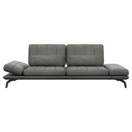 3-Sitzer FLEXLUX "Tropea Funktionssofa, Designsofa, Relaxfunktion, TV-Couch" Sofas Gr. B/H/T: 252cm x 90cm x 145cm, Anilinleder, grün (olive green) mit Armteilverstellung sowie Sitztiefenverstellung, Breite 252 cm