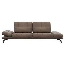 3-Sitzer FLEXLUX "Tropea Funktionssofa, Designsofa, Relaxfunktion, TV-Couch" Sofas Gr. B/H/T: 252cm x 90cm x 145cm, Anilinleder, braun (hazelnut brown) mit Armteilverstellung sowie Sitztiefenverstellung, Breite 252 cm