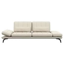 3-Sitzer FLEXLUX "Tropea Funktionssofa, Designsofa, Relaxfunktion, TV-Couch" Sofas Gr. B/H/T: 252cm x 90cm x 145cm, Echtleder, weiß (warm white) mit Armteilverstellung sowie Sitztiefenverstellung, Breite 252 cm