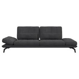 3-Sitzer FLEXLUX "Tropea Funktionssofa, Designsofa, Relaxfunktion, TV-Couch" Sofas Gr. B/H/T: 252cm x 90cm x 145cm, Bouclé weich BORMIO, grau (anthracite grey) mit Armteilverstellung sowie Sitztiefenverstellung, Breite 252 cm