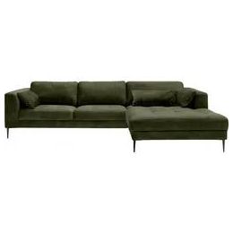 Ecksofa Trendmanufaktur "Luzi, wahlweise mit Schlaffunktion und Bettkasten bestellbar, L-Form" Sofas Gr. B/H/T: 280cm x 80cm x 168cm, Recamiere rechts, mit Schlaffunktion und mit Bettkasten, grün (rain forest) Designsofa mit tollem Sitzkomfort, Metallfüße schwarz, Breite 280 cm