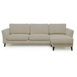 Ecksofa Home Affaire "Gröde, L-Form" Sofas Gr. B/H/T: 278cm x 88cm x 152cm, Flachgewebe, Recamiere rechts, braun (latte) extra weicher Sitzkomfort