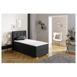 Boxbett Home Affaire "Olivet" Komplettbetten Gr. Struktur (100% Polyester), Liegefläche B/L: 90cm x 200cm, Gewicht bis: 120 kg H4, Tonnentaschen-Federkernmatratze, grau (anthrazit) in 4 Farben, Breiten, 2 Matratzenarten, auch Überlänge 220 cm