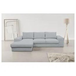 Ecksofa WERK2 "Rozzana" Sofas Gr. B/H/T: 280cm x 86cm x 190cm, Plüsch 16490, Ottomane links, grau (hellgrau) Design Ecksofa mit hohem Komfort in trendig-weichem Cord & Breitcord