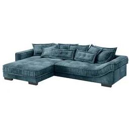 Ecksofa Inosign "Diwan II DuraFlex" Sofas Gr. B/H/T: 334cm x 67cm x 207cm, Velours, mega-Recamiere links, blau (dolce 13 ocean) DuraFlex-Kaltschaumpolsterung, bis 140 kg, 4 Bezugsqualitäten