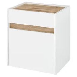 Nachtkommode Inosign "CiTY/GiRON, Nachttisch, Nachtschrank, Bestellschrank, Nachtkonsole" Sideboards Gr. B/H/T: 50cm x 56cm x 40cm,, weiß/wotan eiche dekor in zwei Farben erhältlich, Stauraumfach und Schublade