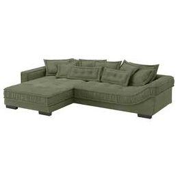 Ecksofa Inosign "Diwan II DuraFlex" Sofas Gr. B/H/T: 334cm x 67cm x 207cm, Cord, mega-Recamiere links, grün (stripes 8641 green) DuraFlex-Kaltschaumpolsterung, bis 140 kg, 4 Bezugsqualitäten