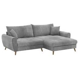 Ecksofa Home Affaire "Blackburn II, L-Form" Sofas Gr. B/H/T: 246cm x 71cm x 170cm, Veloursstoff, Recamiere rechts, grau (dolce 16 graphite) Mit Kaltschaumpolsterung bis 140 kg belastbar