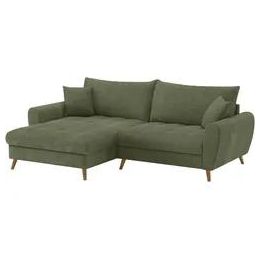 Ecksofa Home Affaire "Blackburn II, L-Form" Sofas Gr. B/H/T: 246cm x 71cm x 170cm, Cord, Recamiere links, grün (stripes 8641 green) Mit Kaltschaumpolsterung bis 140 kg belastbar