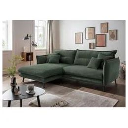 Ecksofa Inosign "Lazio", grün (moosgrün, zierkissen moosgrün), B:255cm H:94cm T:180cm, 100% Polyester, Sofas, zwei verschiedene Fußfarben wählbar