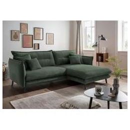 Ecksofa Inosign "Lazio", grün (moosgrün, zierkissen moosgrün), B:255cm H:94cm T:180cm, 100% Polyester, Sofas, zwei verschiedene Fußfarben wählbar