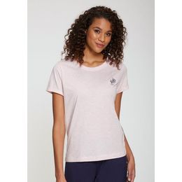 s.Oliver T-Shirt pink Gr. 32/34 für Damen. Rundhals und Stickerei. Loose Fit