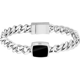 Armband BOSS "ODELL, 1580650M" Armbänder Gr. M, Edelstahl, schwarz (edelstahlfarben-schwarz + schwarz) Herren mit Onyx