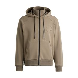 Kapuzensweatjacke BOSS Green "Snuggel" Gr. L, braun (light, pastel grün334), Herren, Fleece, Obermaterial: 58% Polyester, 39% Baumwolle, 3% Elasthan, unifarben, Sweatjacken, mit Kordel