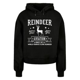 F4NT4STIC Sweatshirt 'Reindeer Aviation Retro Christmas Sign' Damen Gr&ouml;&szlig;e L schwarz / wei&szlig;