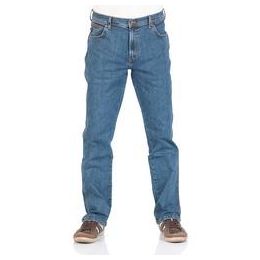 Wrangler Texas Stretch Herren Jeans Regular Fit Blau Normaler Bund Reißverschluss W 46 L 34