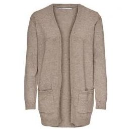 Only Damen Strickjacke ONLLESLY L/S OPEN CARDIGAN Beige W Grau XS