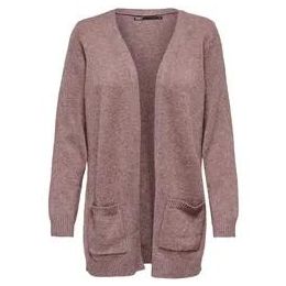 Only Damen Strickjacke ONLLESLY L/S OPEN CARDIGAN Rosa Braun W. Melange 15174274 XS