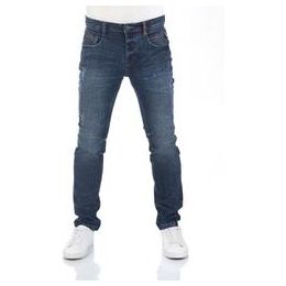 Riverso Jeans Herren Stretch Slim Fit RIVCaspar Slim Fit Blau Normaler Bund Knopfleiste L 36