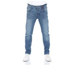 Riverso Jeans Herren Stretch Slim Fit RIVCaspar Slim Fit Blau Normaler Bund Knopfleiste L 34