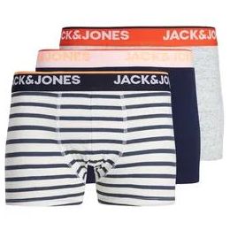 Jack & Jones Jack & Jones Herren Boxershort JACDAVE TRUNKS 3er Pack Blau Blau - Grau 12212438 Normaler Bund XXL