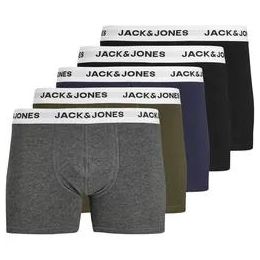 Jack & Jones Jack & Jones Herren Boxershort JACBASIC WHITE WB TRUNKS 5er Pack Blau Blau - Grau - Schwarz - Schwarz 12214455 Normaler Bund XL