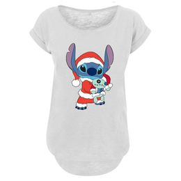 F4NT4STIC Shirt 'Lilo And Stitch Stitch Christmas' Damen Gr&ouml;&szlig;e 4XL blau / rot / wei&szlig; / offwhite