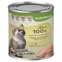 LYRA PET 24 x 400 g Lecker.Pet® Leo's 100 % Hühnermuskelfleisch Katzenfutter Nassfutter