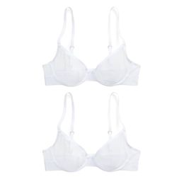 Polo Ralph Lauren Bra ' Unlined Demi Bra - Mesh ' female White size 80