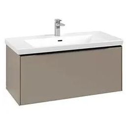 Villeroy & Boch Villeroy und Boch Subway 3.0 Waschtisch-Unterschrank C569L1VM 97,3x42,9x47,8cm, mit LED/Griff Volcano black, taupe