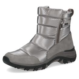 Caprice Damen Winterboots, Gr. 37, grau, Lederimitat, Textil, metallic, unifarben, Schuhe, Keilabsatz, Snowboots, Stiefelette, Outdoorschuh in
