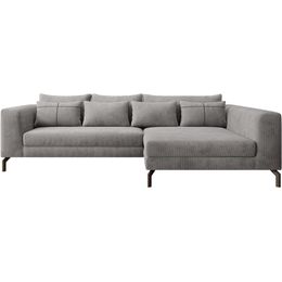Ecksofa Inosign, B:284cm H:82cm T:172cm, grau, 88% PES; 12% Nylon, Wohnzimmer, Sofas, "Cross, mit softem Sitz, L-Form, wendbare Zierkissen, Breite