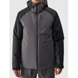 4F Herren Skijacke, grau, Gr. XL, unifarben mit Farbeinsatz, Softshell, Obermaterial: 100% Polyester. Futter: 100% Polyester. Wattierung: 100%