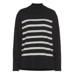 Lascana Damen Rollkragenpullover, Gr. 36, schwarz, Strick, Obermaterial: 50% Viskose (LENZING ECOVERO ), 28% Polyester, 22% Nylon, gestreift,