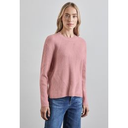 Street One Damen Strickpullover, rosa, Gr. 44, unifarben, Web, 35% Baumwolle, 32% Polyacryl, 28% Polyester, 5% Elasthan, Pullover, mit Stehkragen