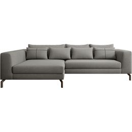 Ecksofa Inosign, B:284cm H:82cm T:172cm, grau, 100% Polyester, Wohnzimmer, Sofas, "Cross, mit softem Sitz, L-Form, wendbare Zierkissen, Breite 284