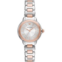 Quarzuhr Emporio Armani Armbanduhren roségoldfarben, edelstahlfarben Damen Armbanduhr, Damenuhr, Edelstahlarmband, analog, Glassteine