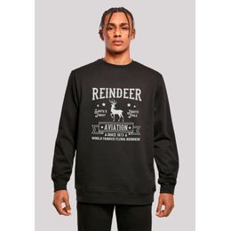 F4NT4STIC Herren Sweatshirt "Reindeer Aviation Retro Weihnachten Sign", schwarz, Gr. S, Obermaterial: 50% Baumwolle, 50% Polyester, Sweatshirts,