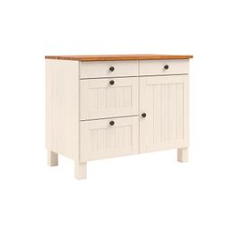 Unterschrank Home Affaire, B:100cm H:85cm T:60cm, gelb, Massivholz, K&uuml;che, Schr&auml;nke, "Alby2", Mit Metallgriffen, Breite 100 cm