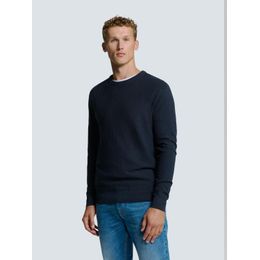 NO EXCESS Herren Rundhalspullover "NO EXCESS Zweifarbiger Rundhals-Pullover", blau, Gr. M, 80% Viskose, 20% Nylon, Pullover