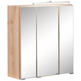 Spiegelschrank Welltime, B:60cm H:66cm T:20cm, braun, Badezimmer, Schr&auml;nke, "Portofino", mit LED-Beleuchtung