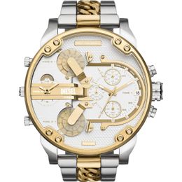 Chronograph Diesel "MR. DADDY 2.0" Armbanduhren edelstahlfarben, goldfarben Herren Armbanduhr, Herrenuhr, Edelstahlarmband, analog, Tag, Stoppfunktion