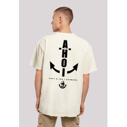 F4NT4STIC Herren T-Shirt "Oversized T-Shirt Ahoi Anker Knut & Jan Hamburg", beige, Gr. XL, Obermaterial: 100% Baumwolle, Shirts, Print