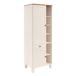Hochschrank Home Affaire, B:75cm H:205cm T:60cm, gelb, Massivholz, Schränke, "Alby2", Mit Metallgriffen, Breite 75 cm